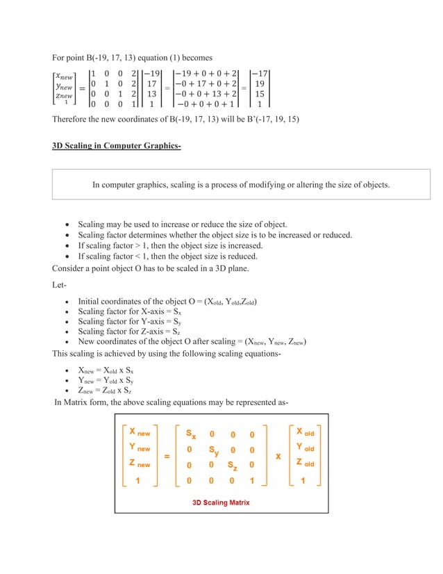 3D Transformation in Computer Graphics | PDF