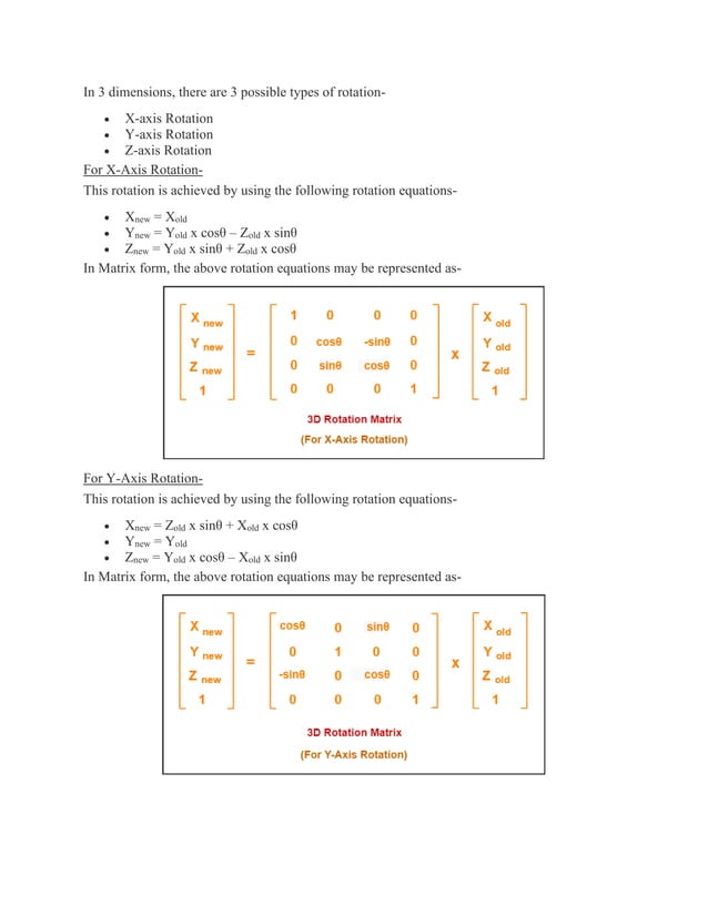 3D Transformation in Computer Graphics | PDF