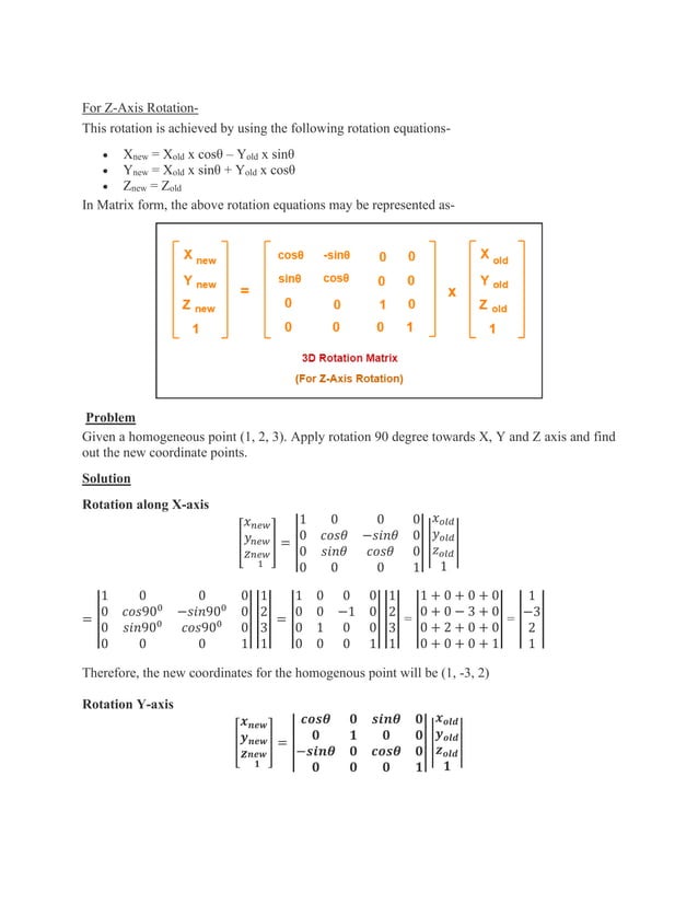 3D Transformation in Computer Graphics | PDF