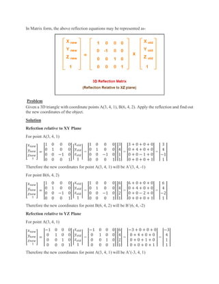 3D Transformation in Computer Graphics | PDF