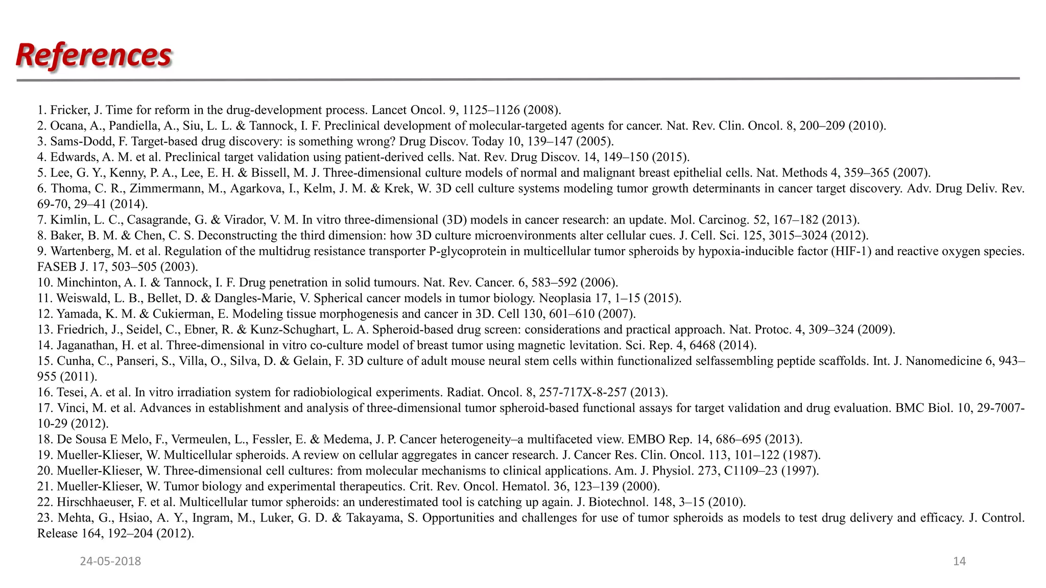 3D tumor spheroid models for in vitro therapeutic screening: a ...