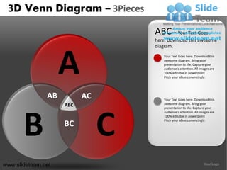 3d venn diagram 2 and 3 pieces powerpoint ppt slides. | PDF