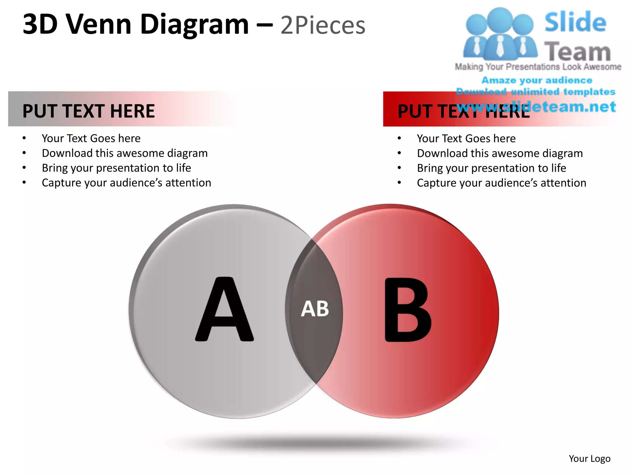 3d venn diagram 2 and 3 powerpoint presentation slides ppt templates | PPT