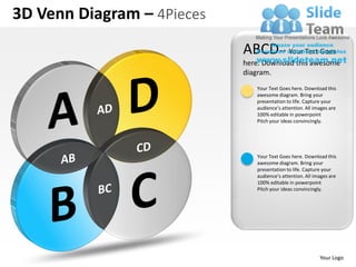 3d venn diagram 4 pieces powerpoint presentation slides ppt templates | PDF