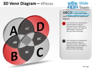 3d venn diagram 4 pieces powerpoint presentation slides ppt templates ...