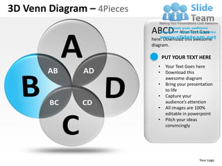 3d venn diagram 4 pieces powerpoint presentation slides ppt templates ...