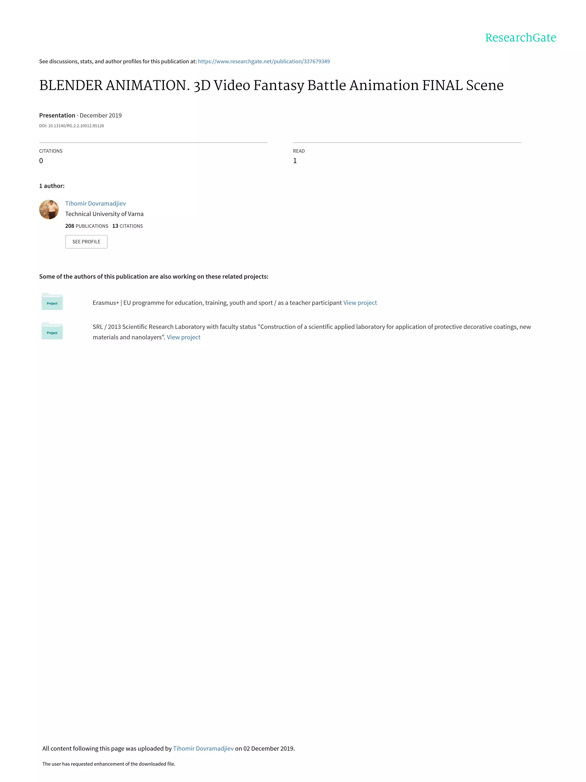 Tihomir Dovramadjiev PhD. BLENDER ANIMATION. 3D Video Fantasy Battle ...