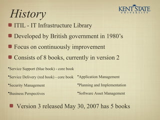 ITIL v3 overview from Kent State University | PPT