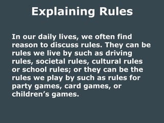 3e. Explaining Rules - Card Games and Group Games | PPTX