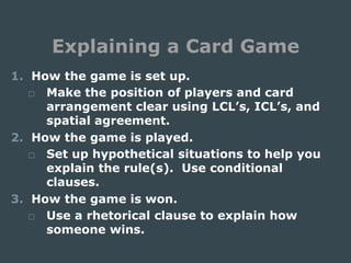 3e. Explaining Rules - Card Games and Group Games | PPTX
