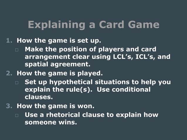3e. Explaining Rules - Card Games and Group Games | PPTX