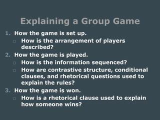 3e. Explaining Rules - Card Games and Group Games | PPTX