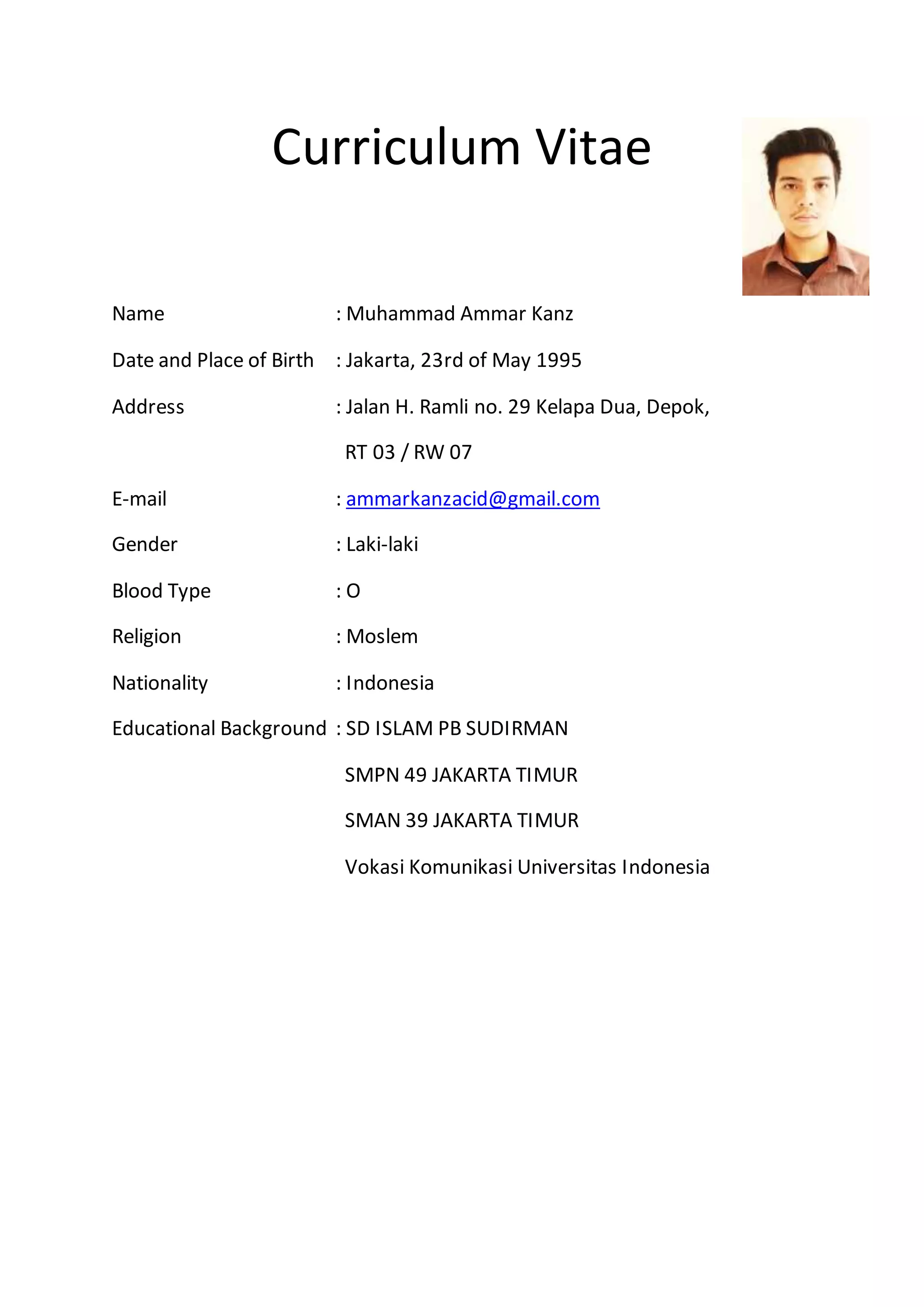 CV AMMAR KANZ 2016 | DOCX