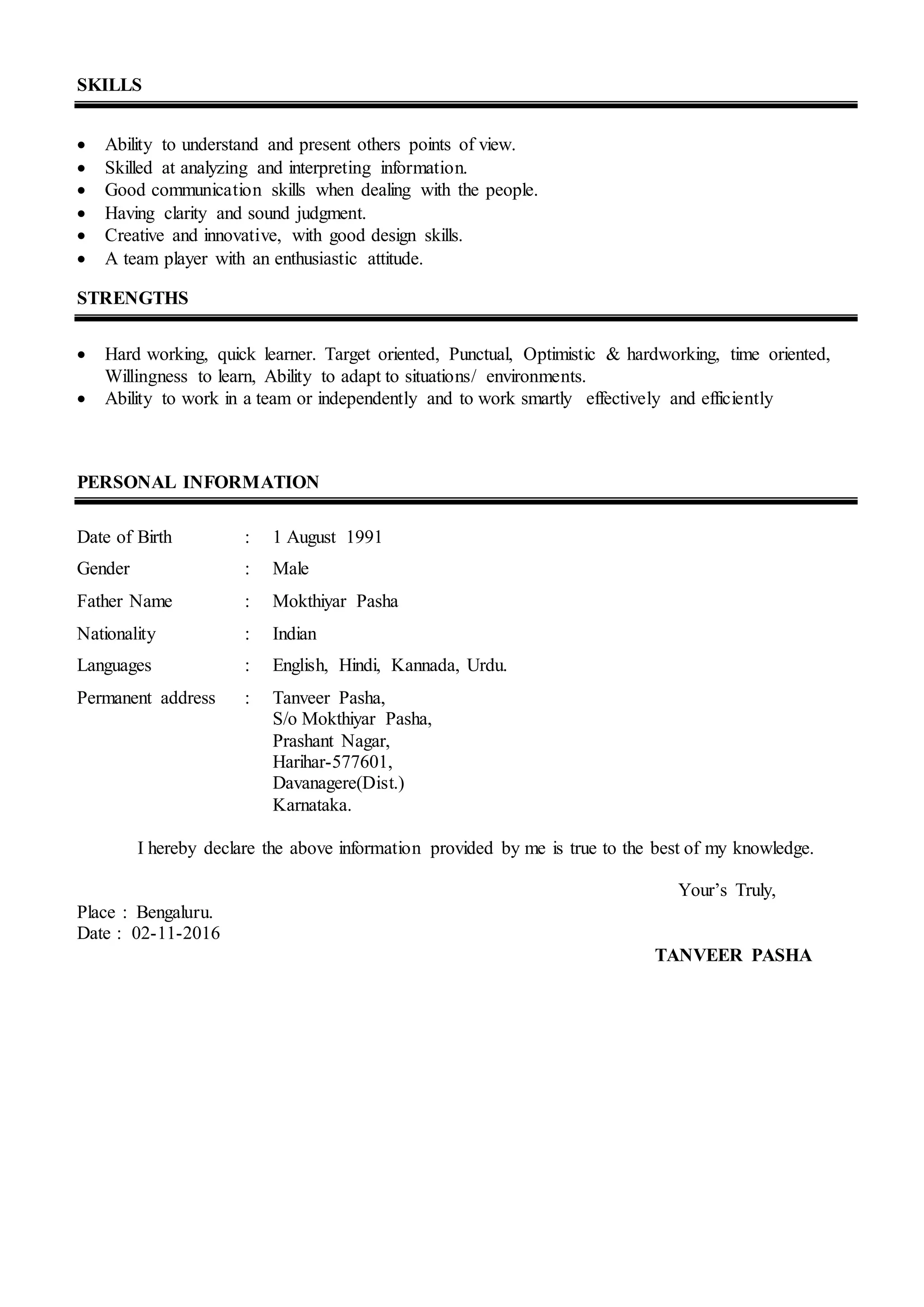 Tanveer M. Pasha resume | DOCX | Science