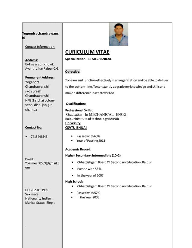 yogendra cv | DOCX | Careers