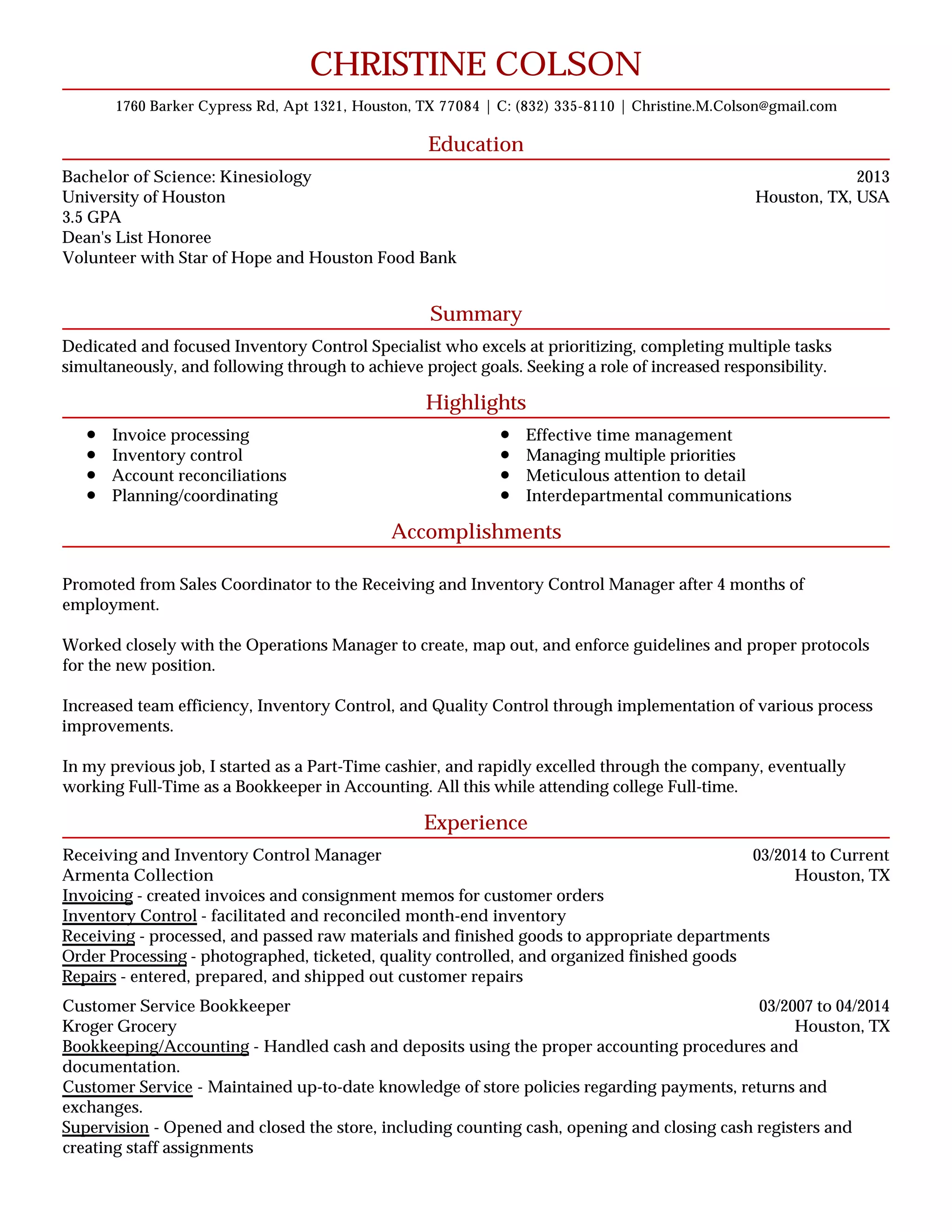 Christine Colson Resume 2v2 (1) | PDF