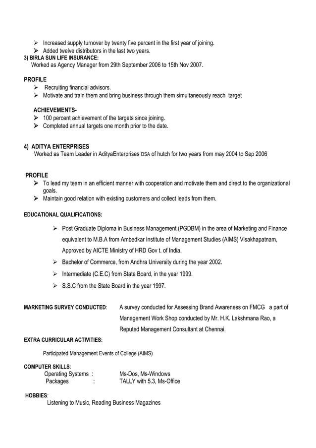 resume of prabhakar | PDF