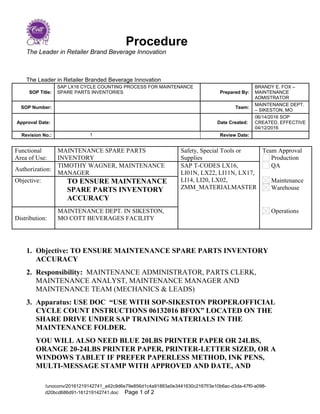 SAP LX16 CYCLE COUNTING METHOD 06142016 BFOX | DOC