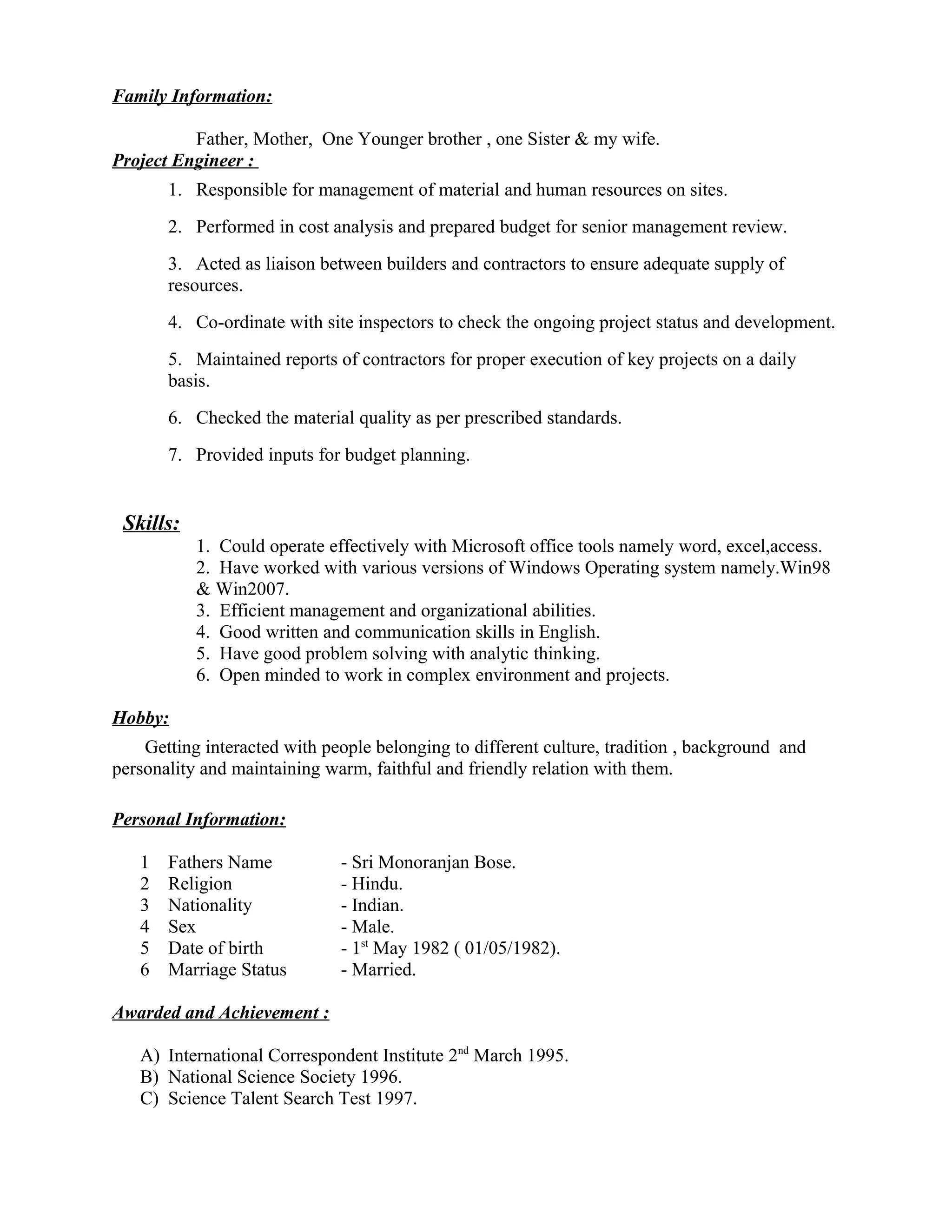 Pankaj Bose RESUME | DOC