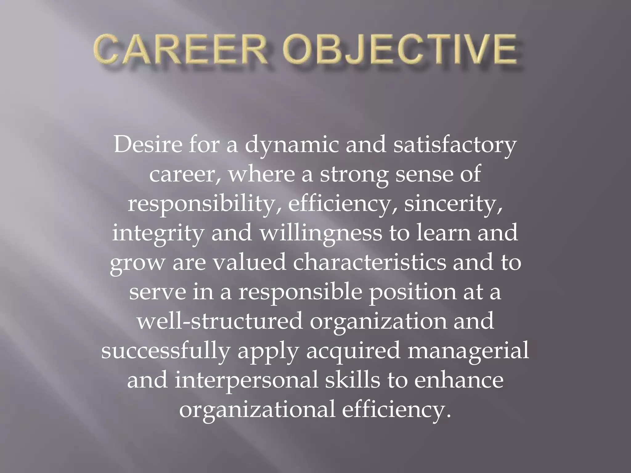 Career Objective, Self Assessment & Summary Linkedin | PPTX