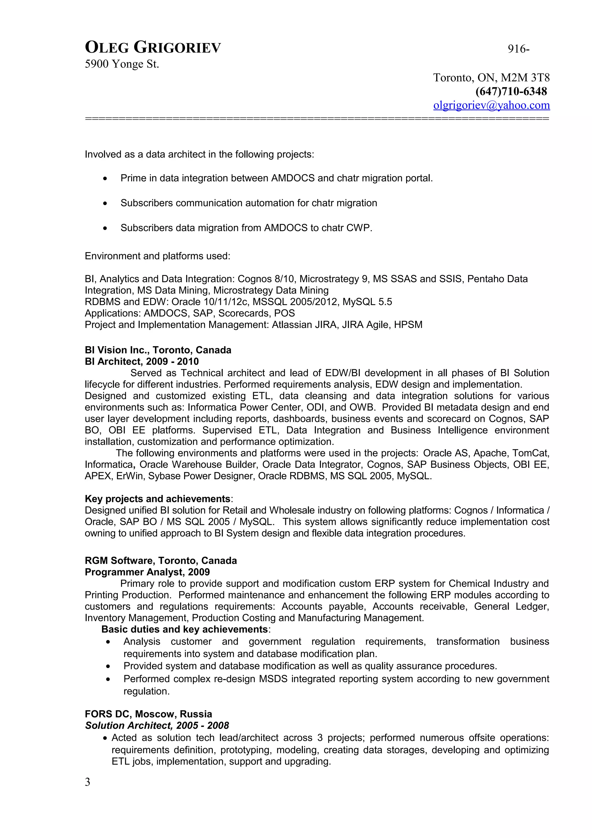 Oleg Grigoriev Resume | DOC
