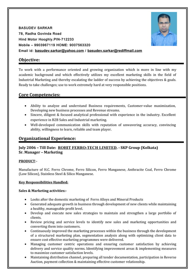 BASUDEV SARKAR - RESUME | PDF