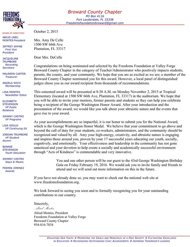 FFVF GW Congrats Amy DeCelle Nov 2 2 | PDF