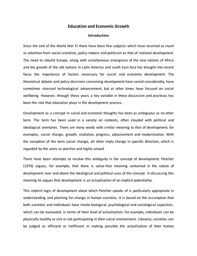 Education and Economic Growth | DOCX