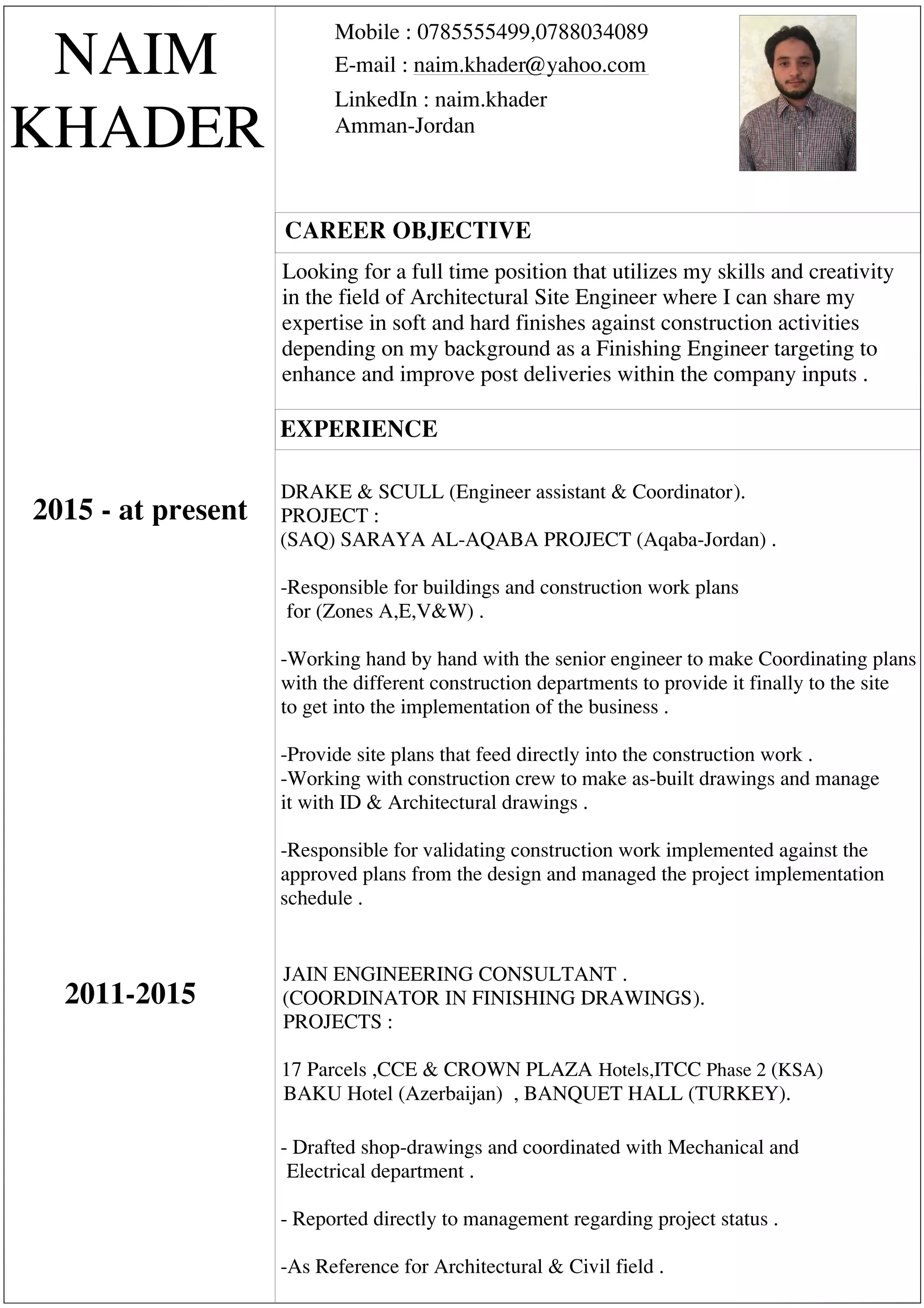 FINISHING ENGINEER-NAIM KHADER | PDF