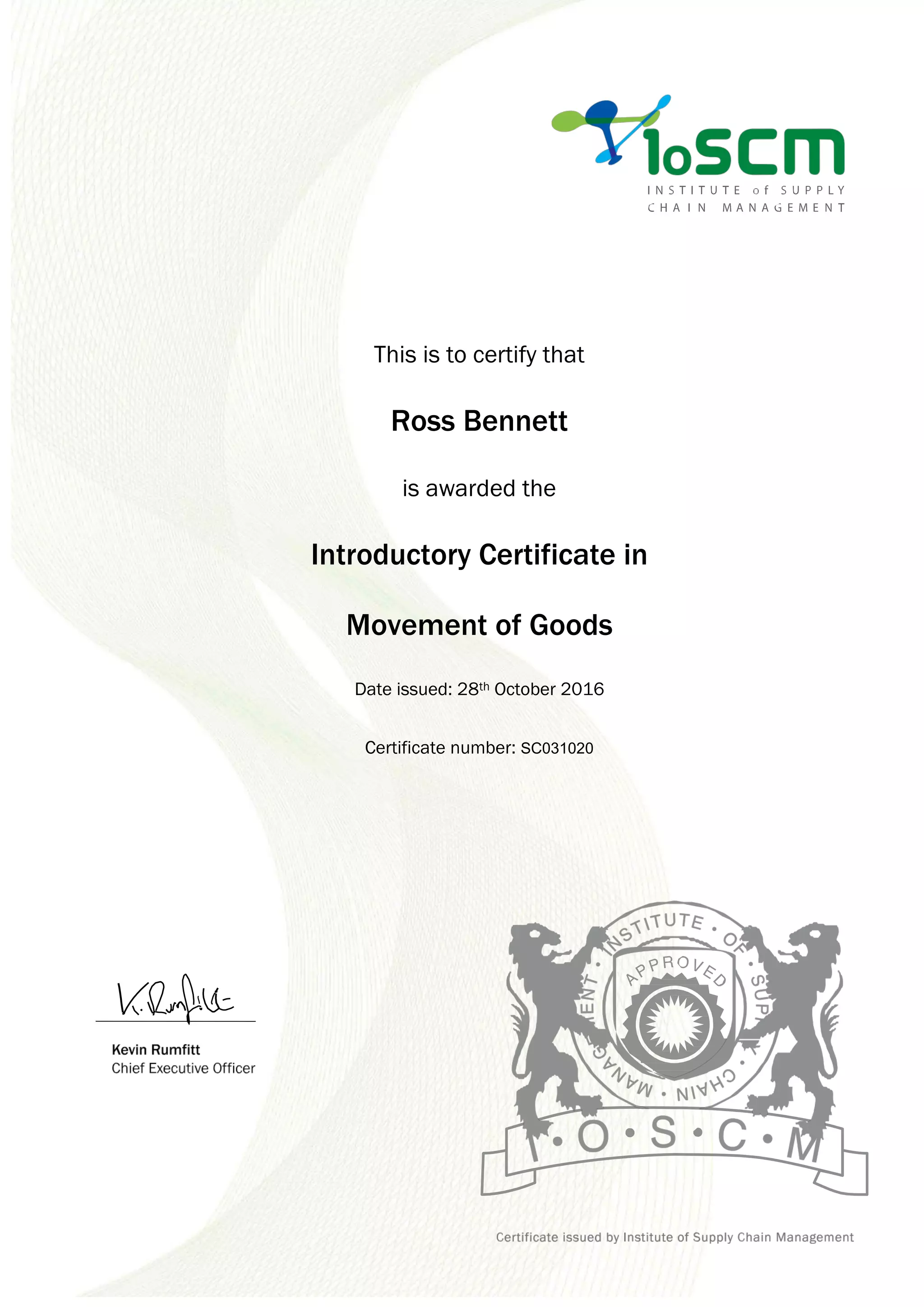 Certificate Movement of Goods | PDF
