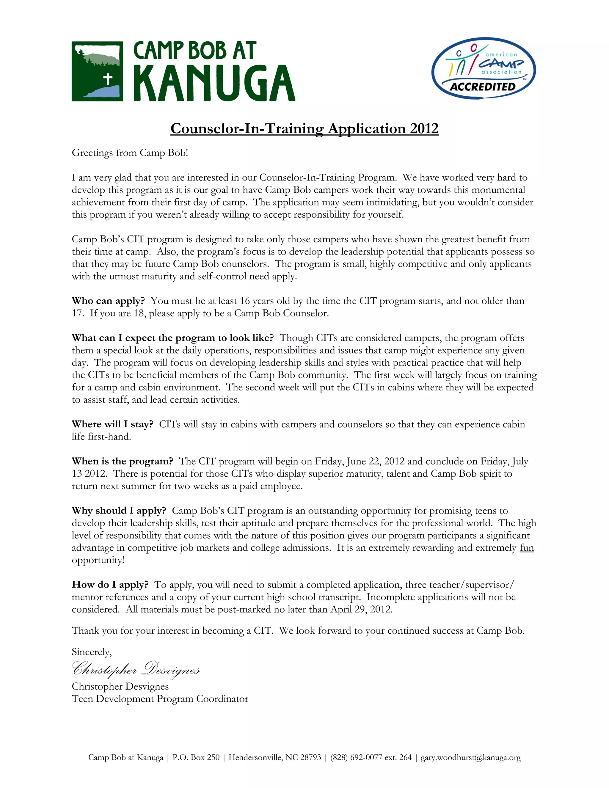 2012 CIT application letter | DOC