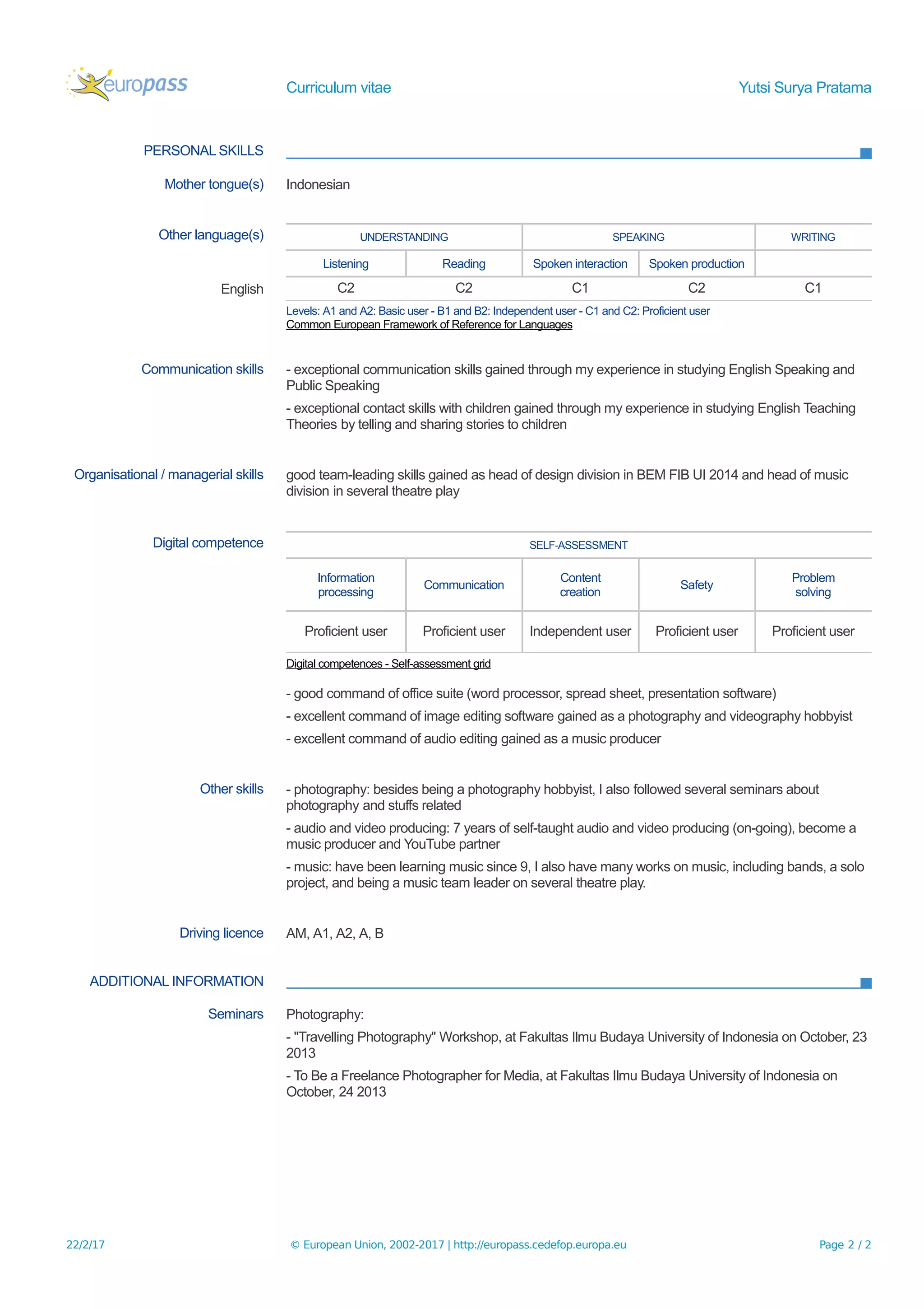 Yutsi Surya Pratama CV | PDF