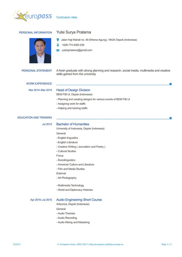 Yutsi Surya Pratama CV | PDF | Hobbies & Interests