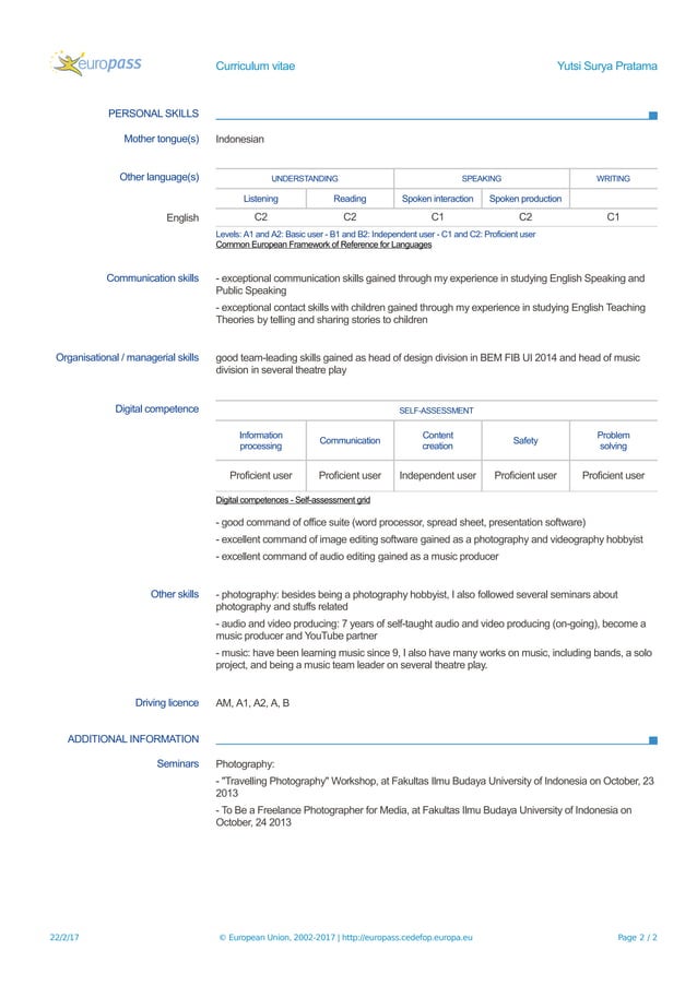 Yutsi Surya Pratama CV | PDF | Hobbies & Interests