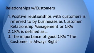 Relationships With Customers | PPTX