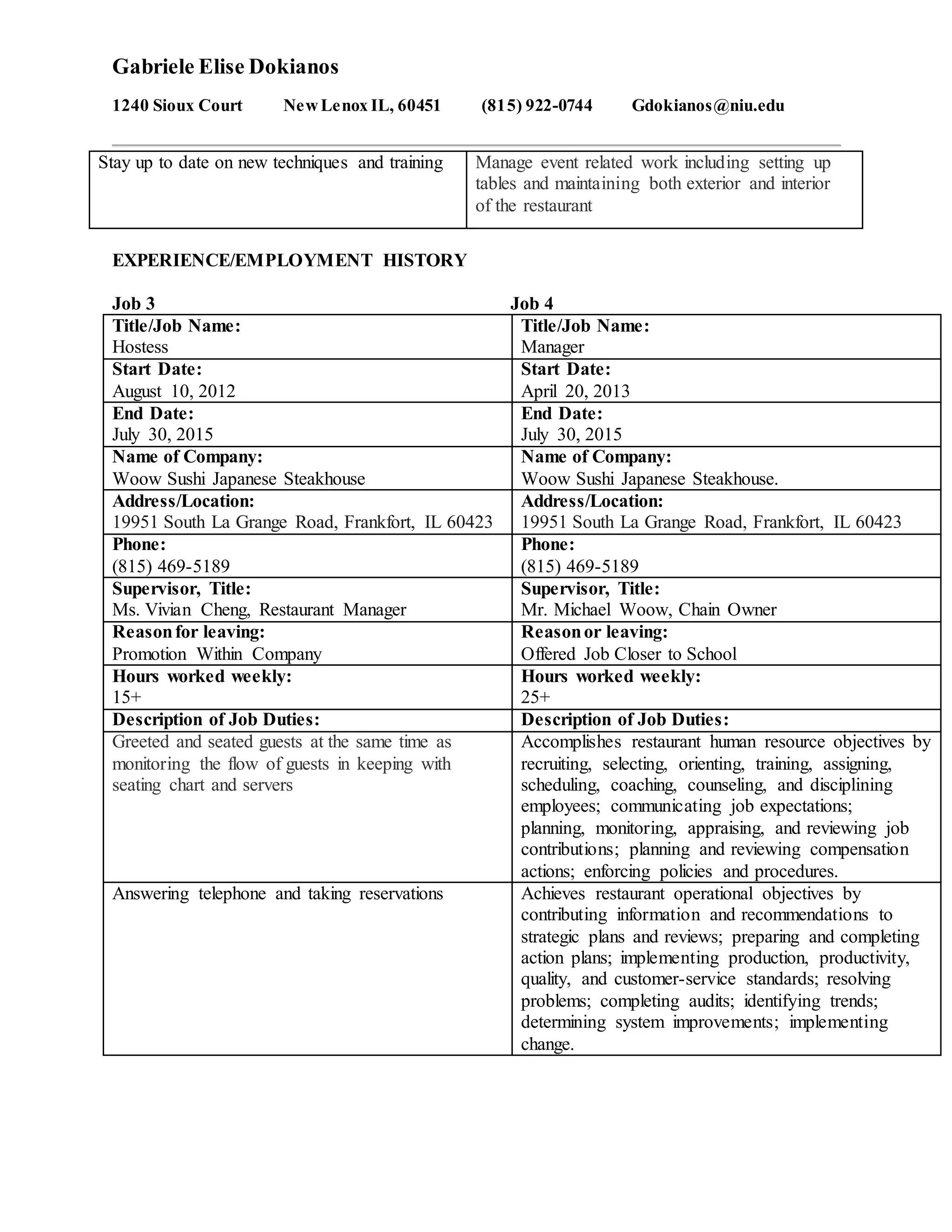 WorkHistory | DOCX | Business Administration | Business