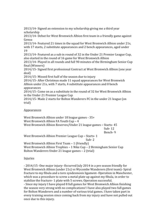 Football CV – Aaron Birch | PDF