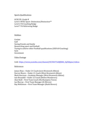 Football CV – Aaron Birch | PDF