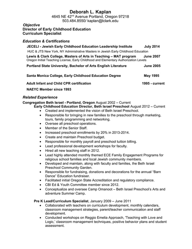 Deborah L Kaplan resume | PDF