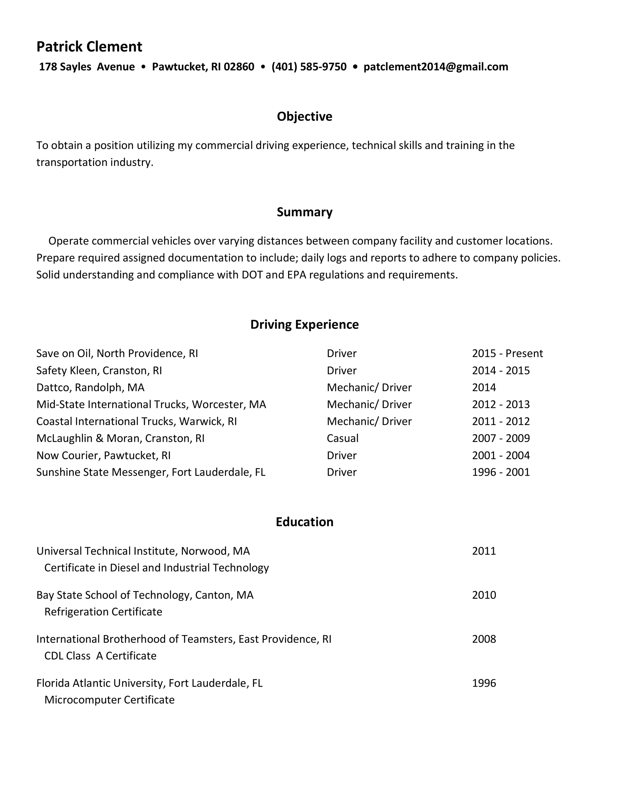 Patrick Clement Resume 2016 | PDF