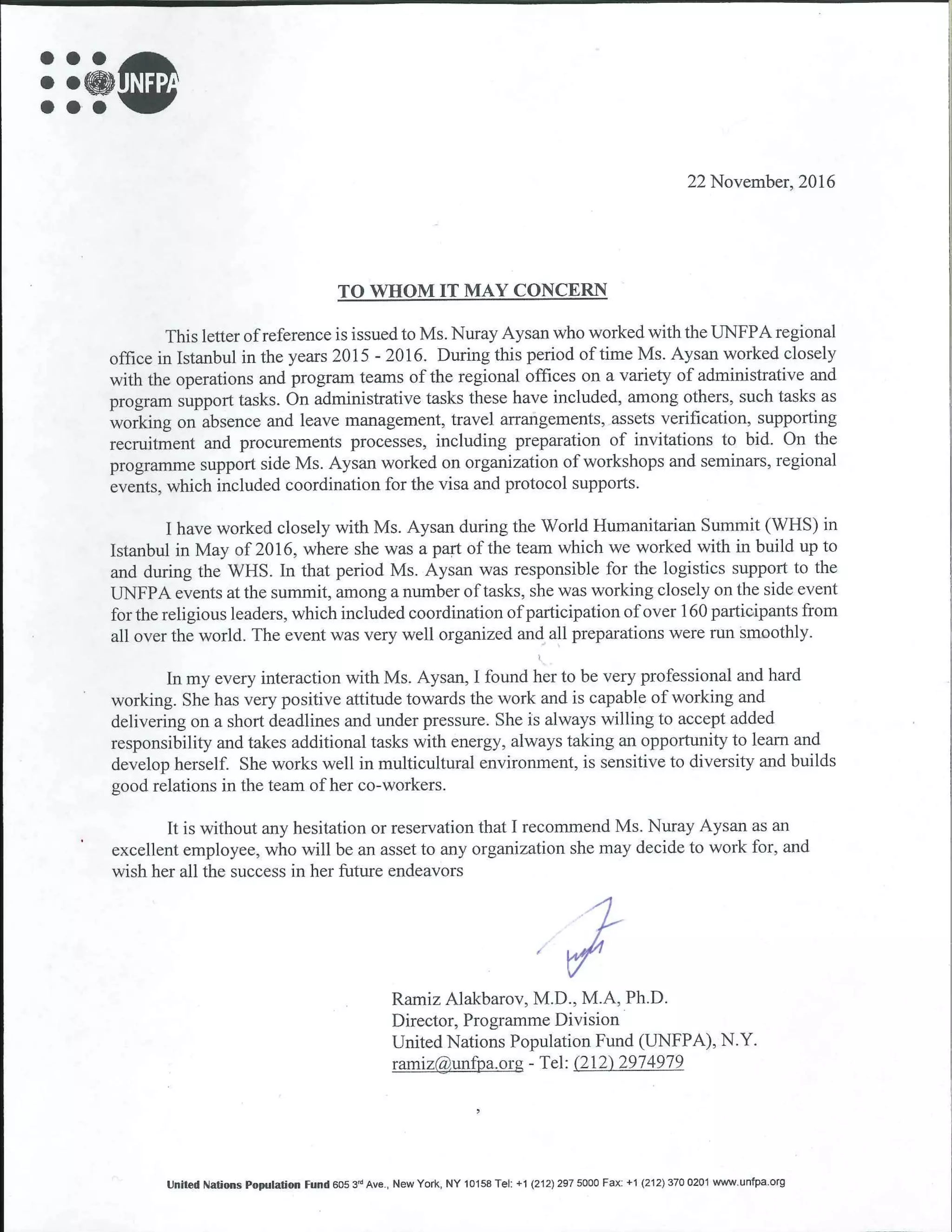 Ref Letter from Ramiz Alakbarov | PDF