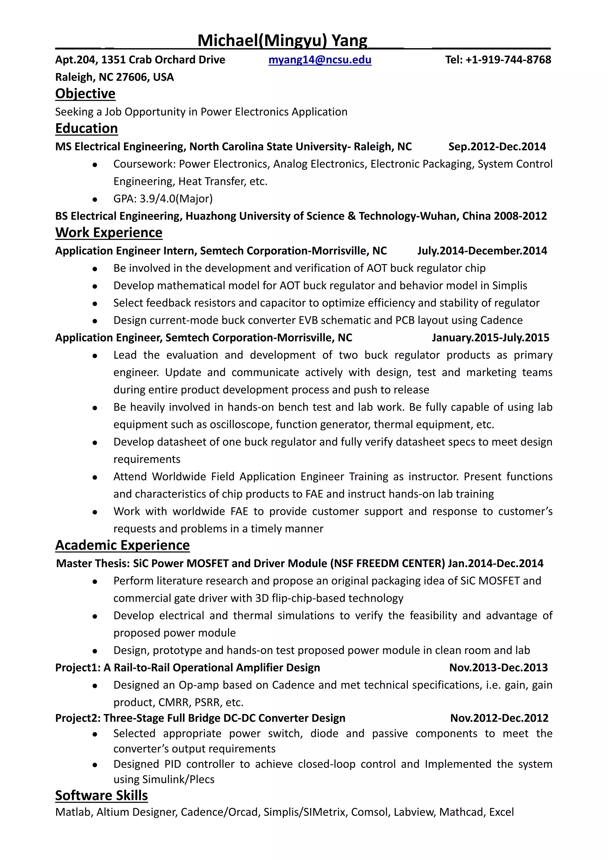 Mingyu Yang's Resume | PDF