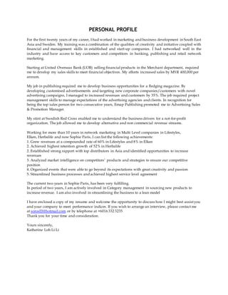 PERSONAL PROFILE LOH LILI | DOCX