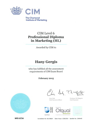 CIM Professional diploma | PDF