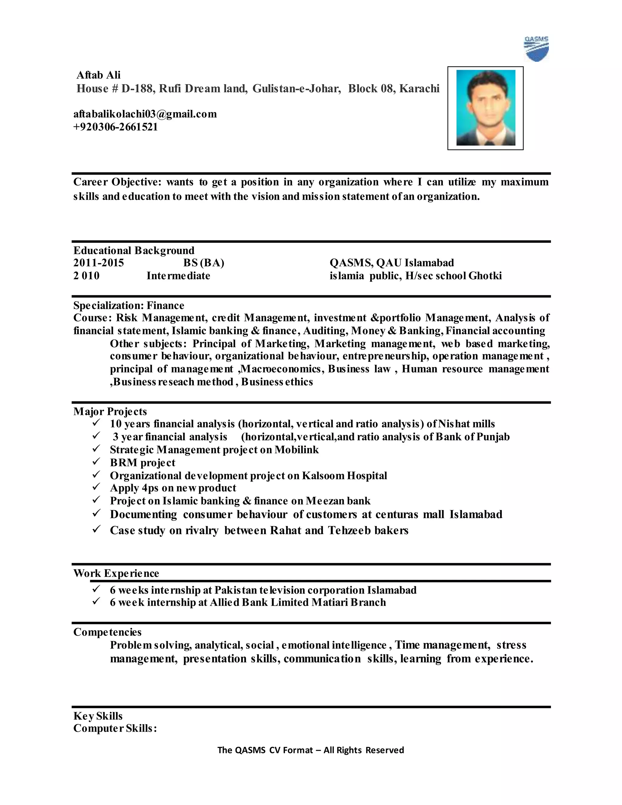 cv aftab | PDF