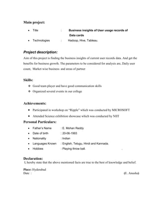 ANUSHA_RESUME | PDF
