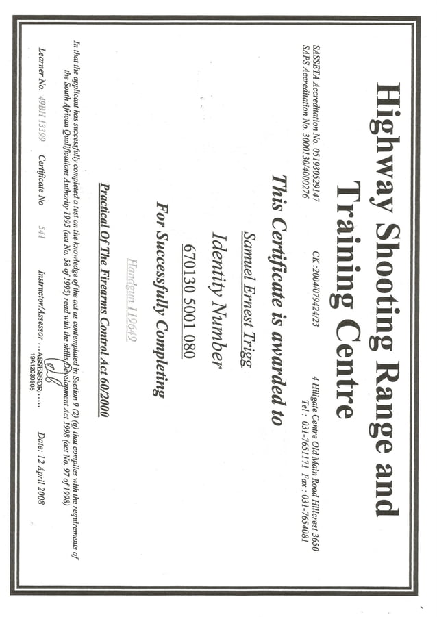 Firearm Certificate | PDF