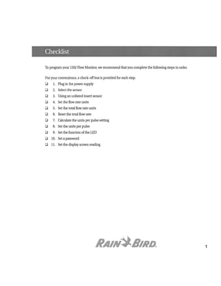 RainBird Flow Monitor | PDF