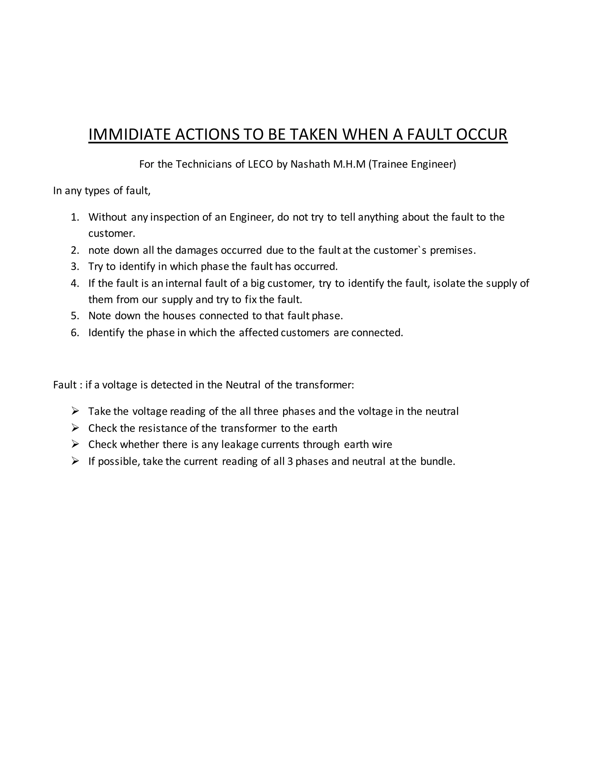 how to handle the major faults | DOCX | Technology & Computing