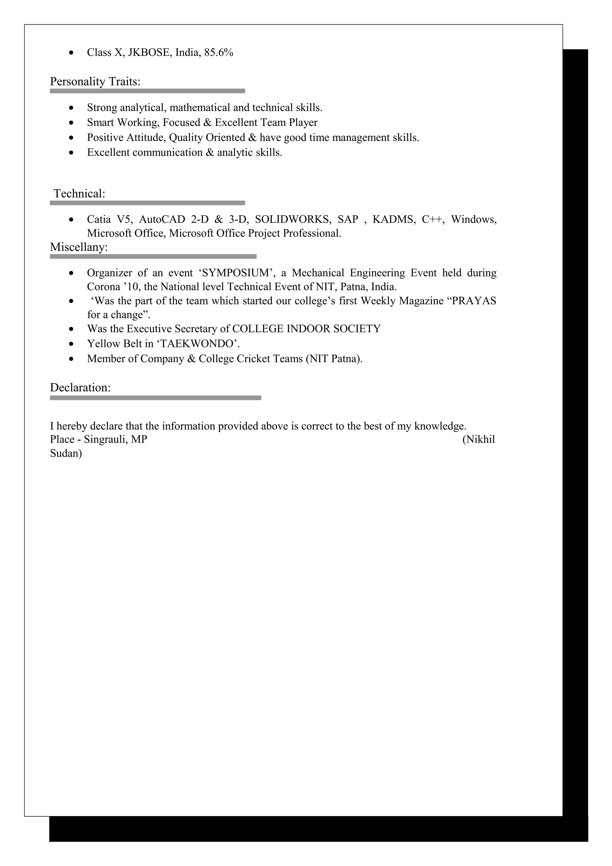 Resume Nikhil Sudan | DOC
